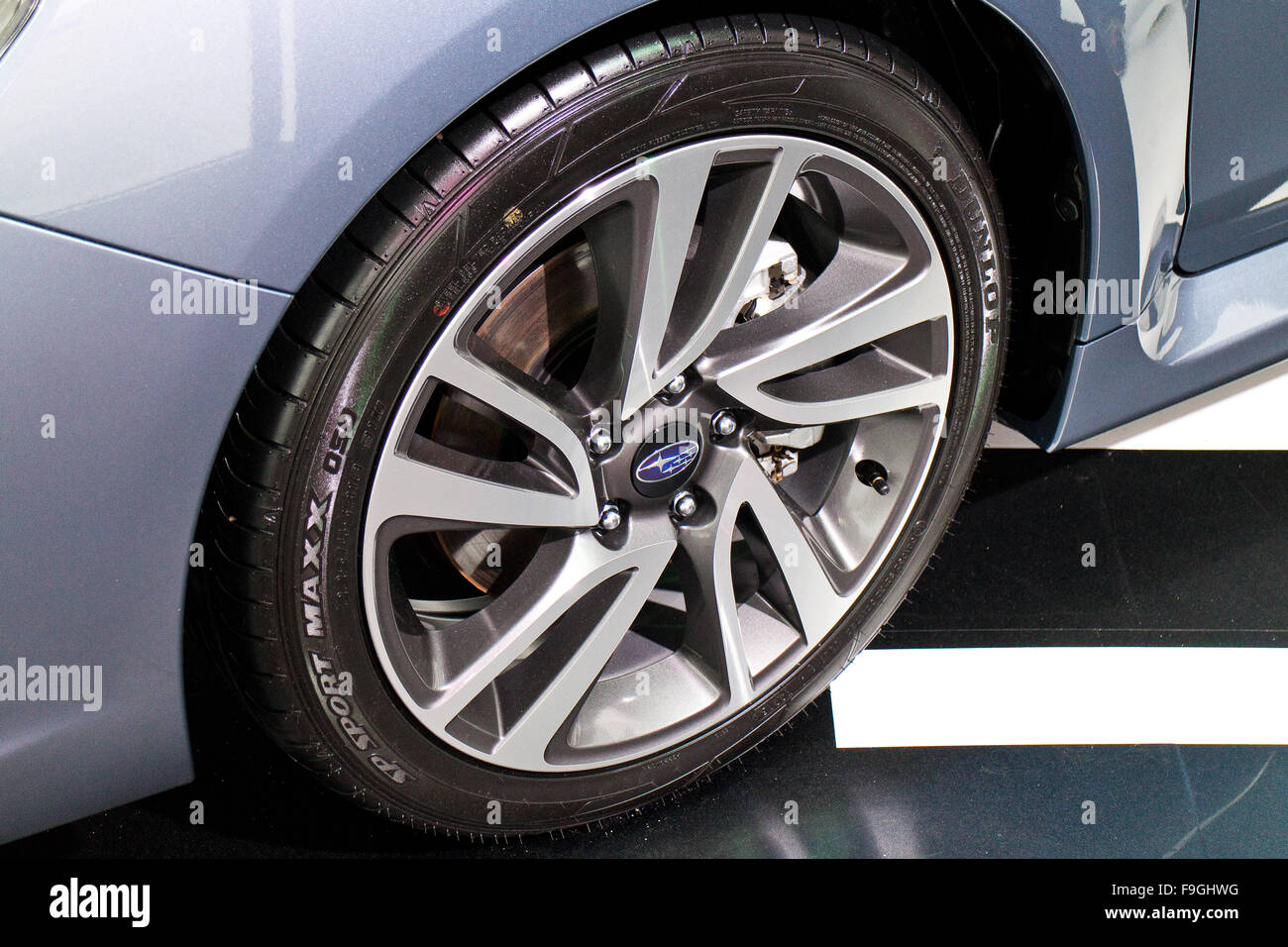 Hong Kong, China Oct 14 2015 : Subaru LEVORG 2015 Wheel on Oct 14 2015 ...