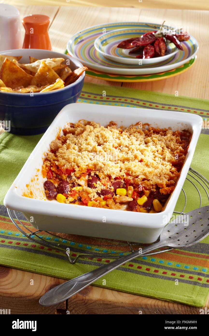 Gratinated Chicken and Beans Stock Photo - Alamy
