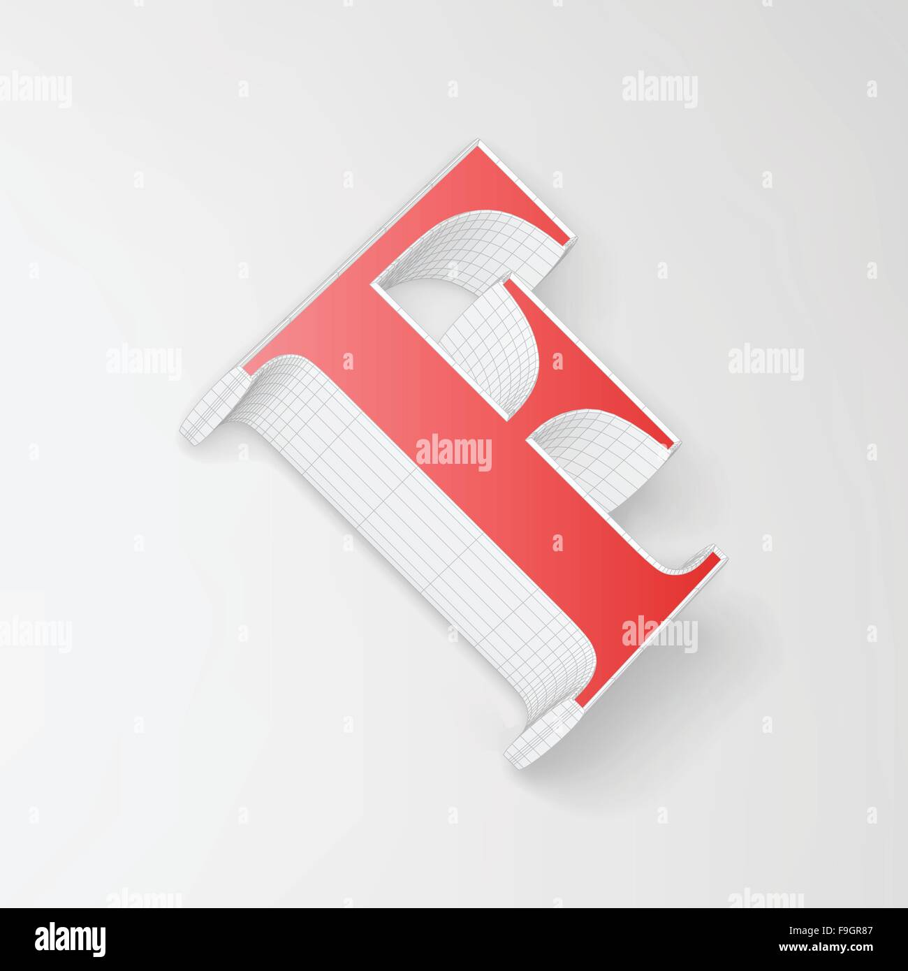 Alphabet collection: wireframe of 3d character F, vector Stock Vector ...