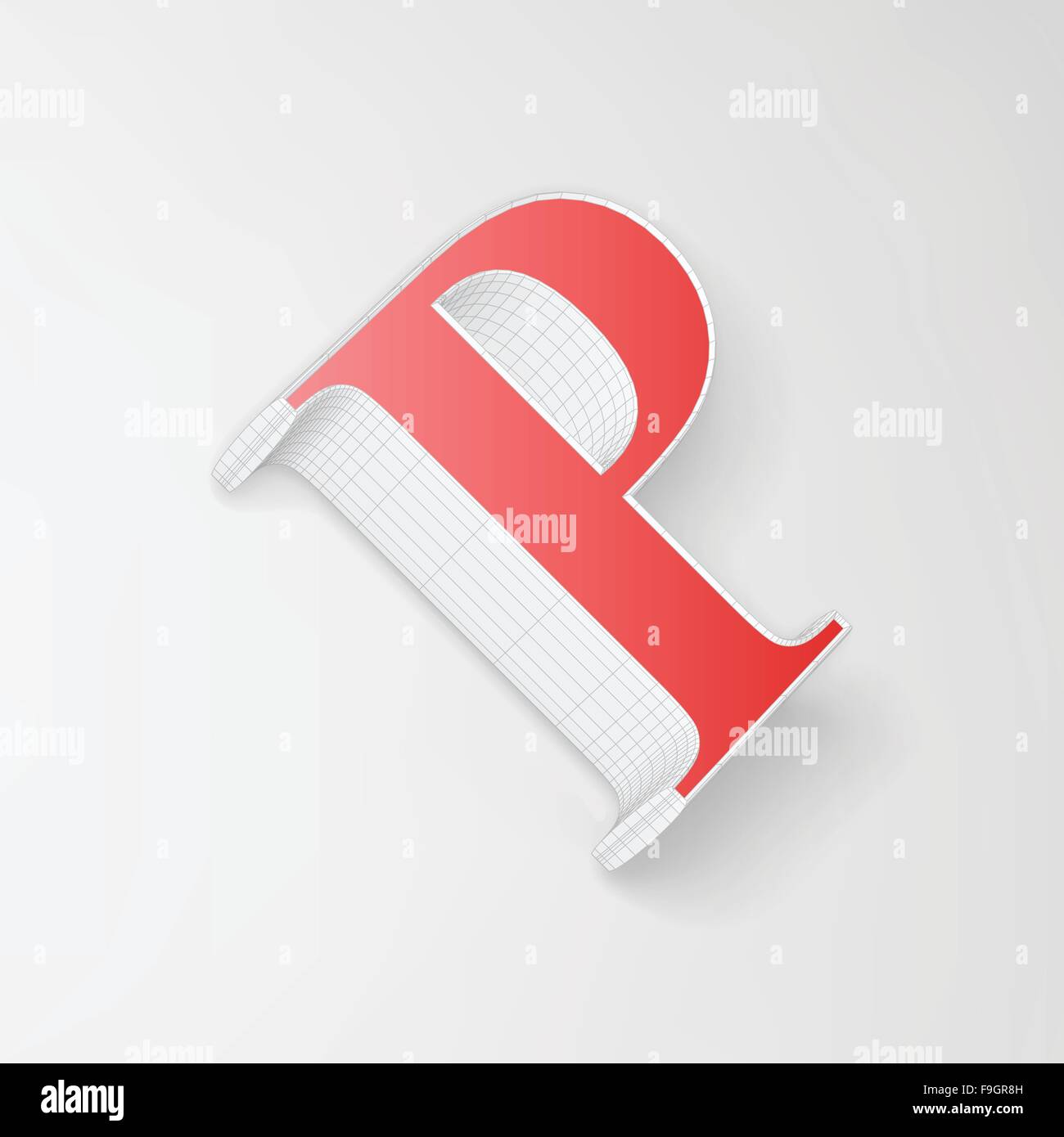 Alphabet collection: wireframe of 3d character P, vector Stock Vector ...