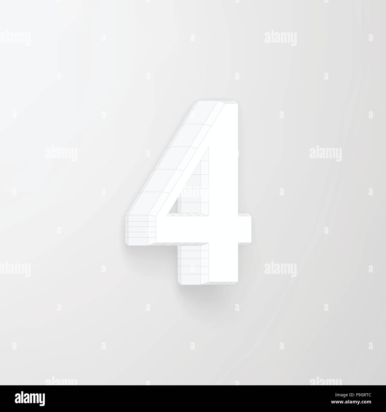 Alphabet collection: wireframe of 3d character 4, vector Stock Vector ...