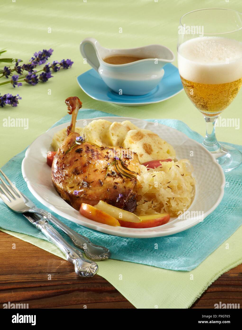Lavender Roast Goose with Fruits Stock Photo - Alamy