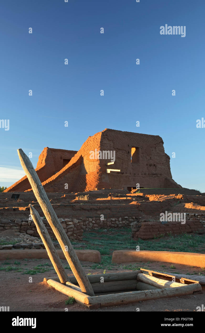 Kiva and mission church ruins, Pecos National Historical Park, Pecos ...