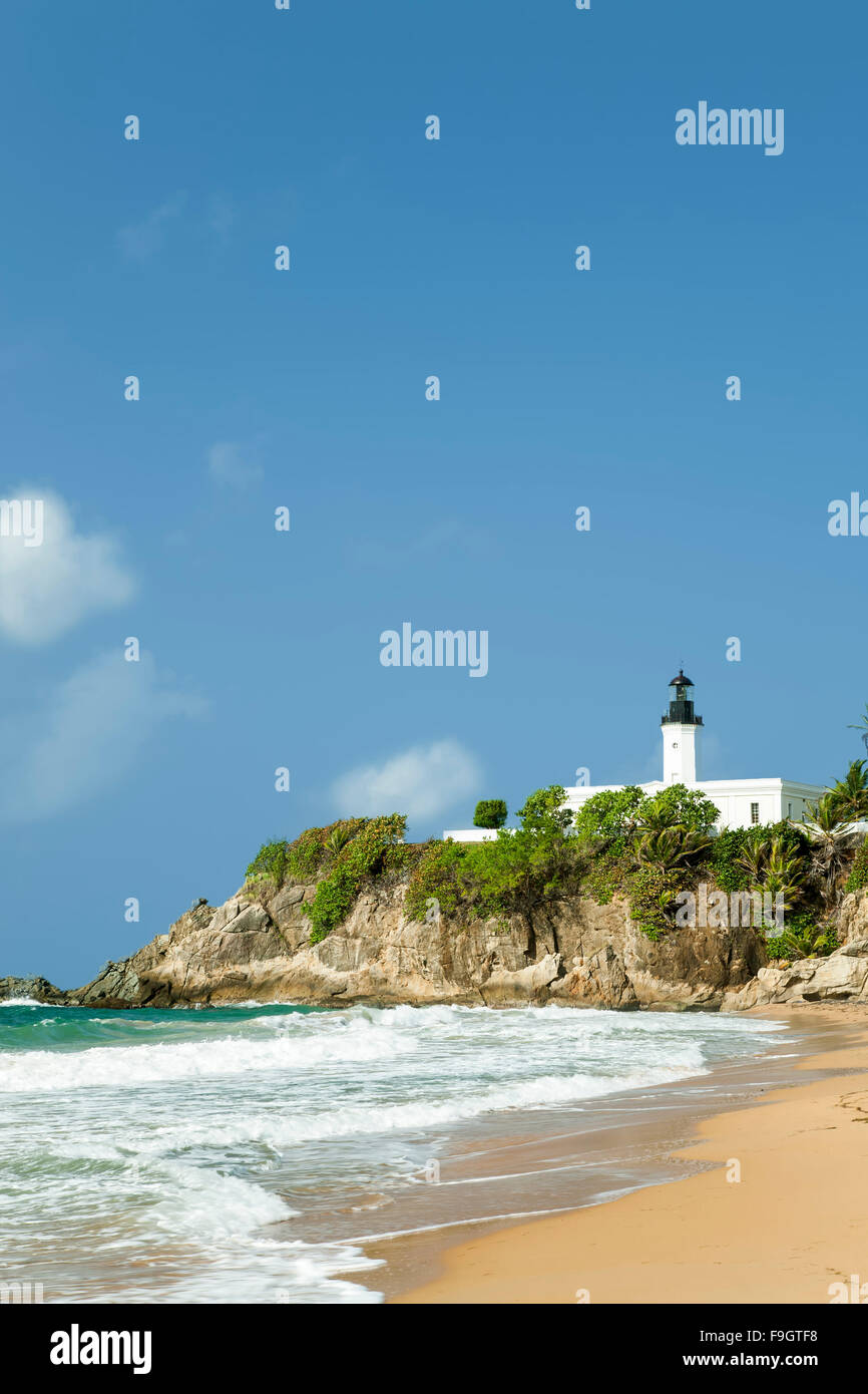 Beach and Punta Tuna Lighthouse (1892), Maunabo, Puerto Rico Stock ...