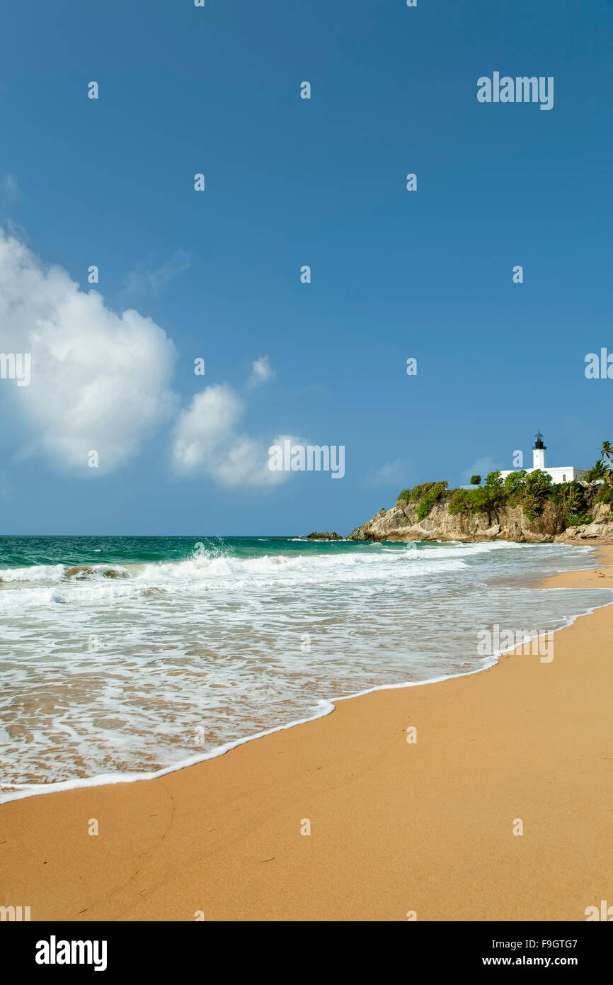Beach and Punta Tuna Lighthouse (1892), Maunabo, Puerto Rico Stock ...