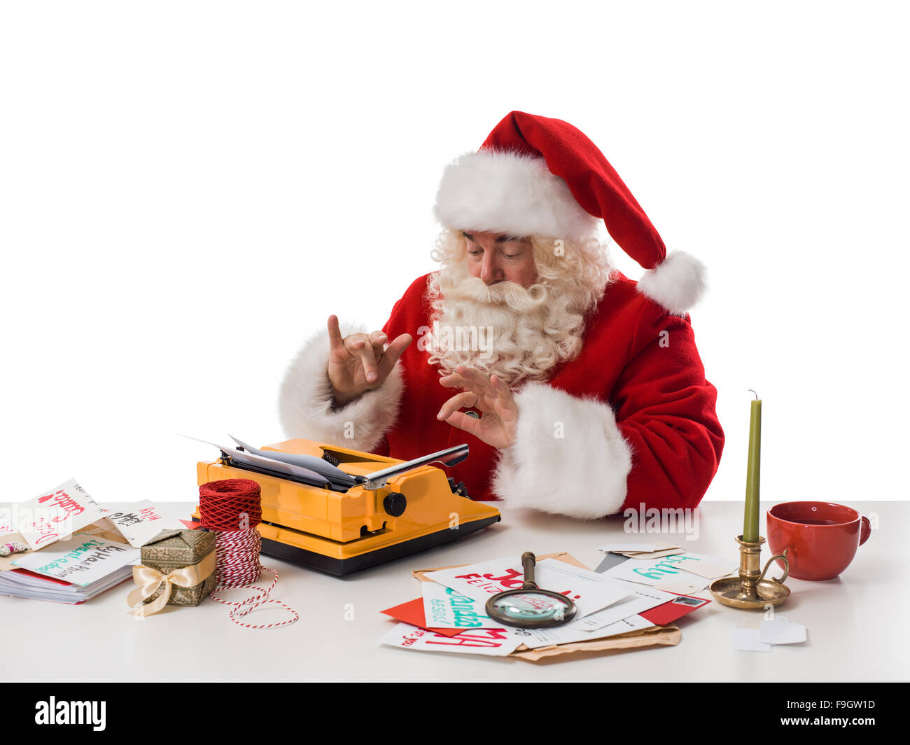 Happy santa claus reading letters hi-res stock photography and images ...