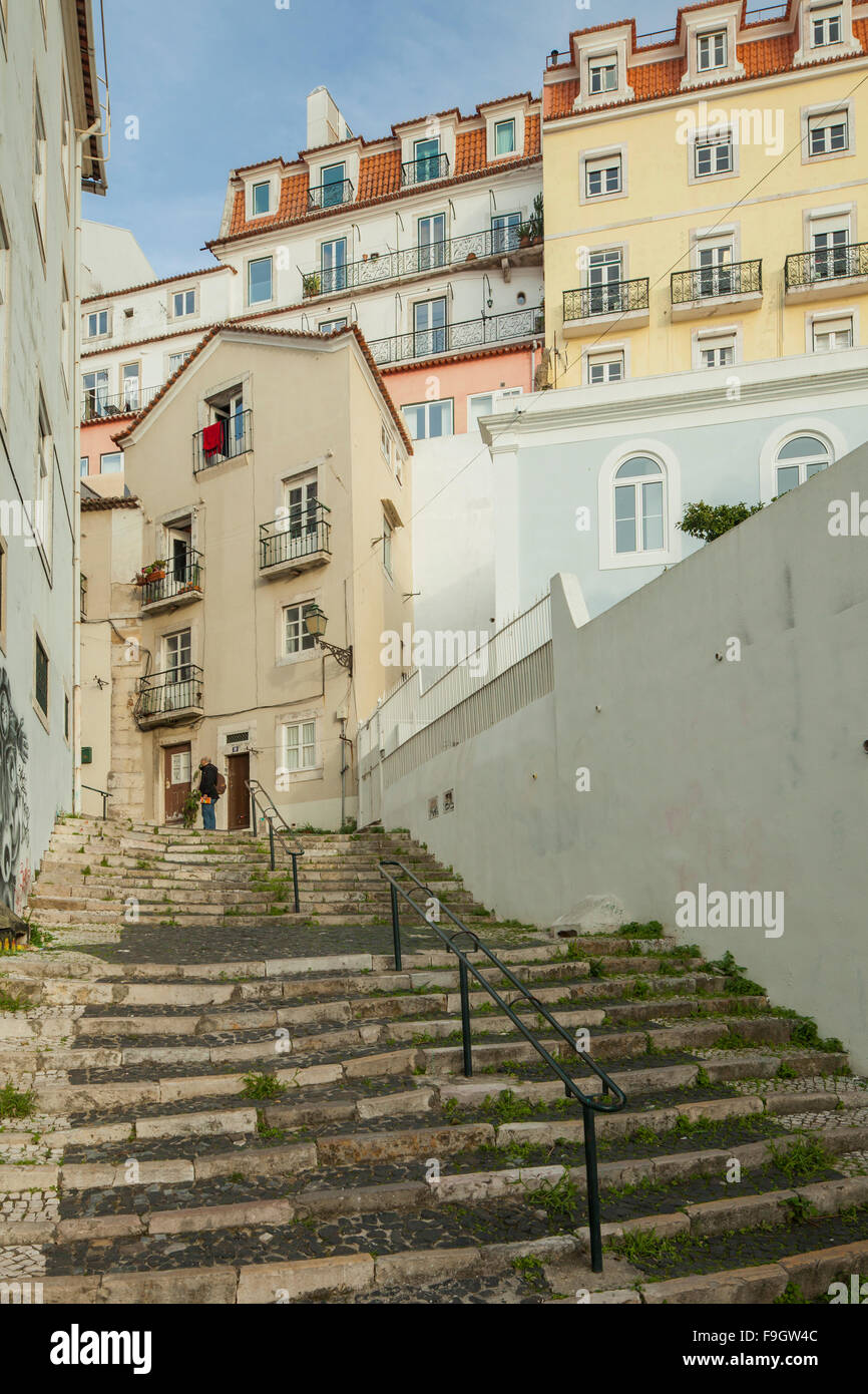 Steep stairway in Lisbon, Portugal Stock Photo - Alamy