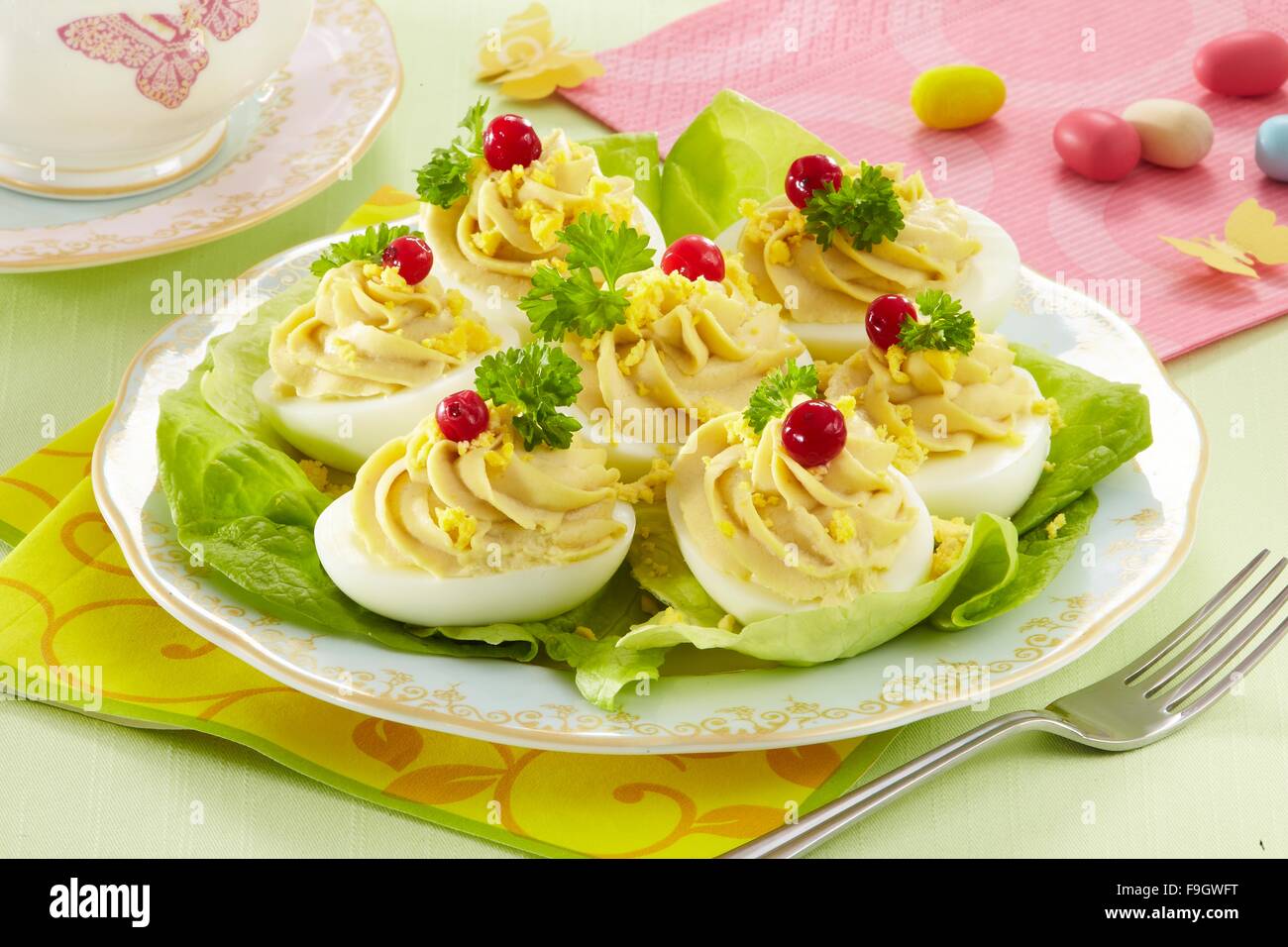 Eggs Stuffed with Salted Herring Mousse Stock Photo - Alamy