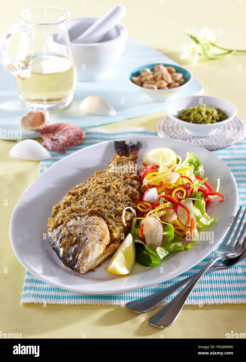 Spanish Roast Fish in Almond Crust Stock Photo - Alamy