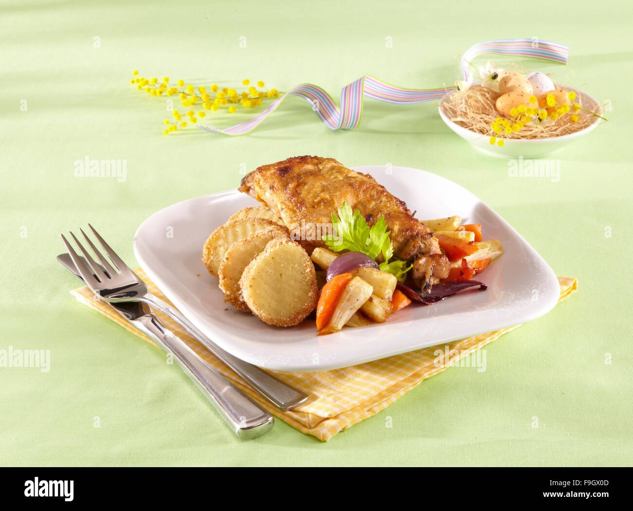 Rabbit roast with spring vegetable hi-res stock photography and images ...