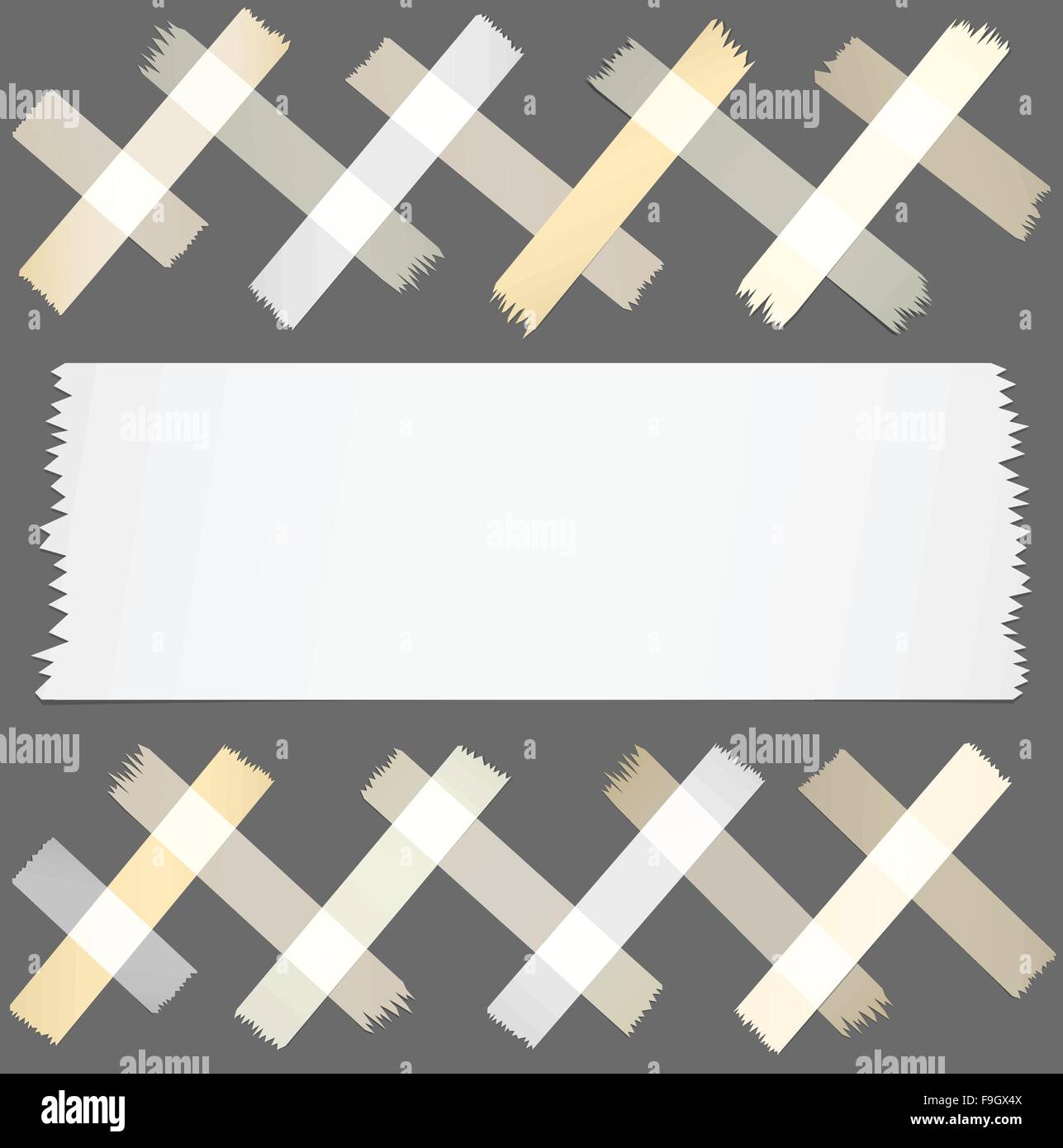 Set of horizontal and different size sticky tape, adhesive pieces on ...