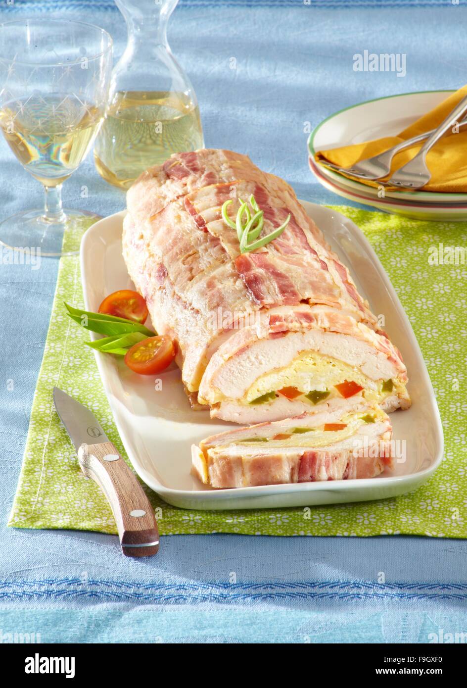 Chicken roulade with bacon hi-res stock photography and images - Alamy