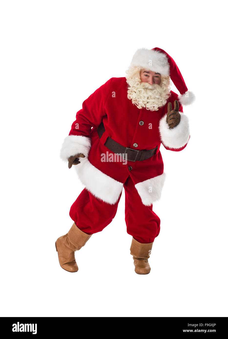 Santa Claus dancing Full Length Portrait. Isolated on White Background ...