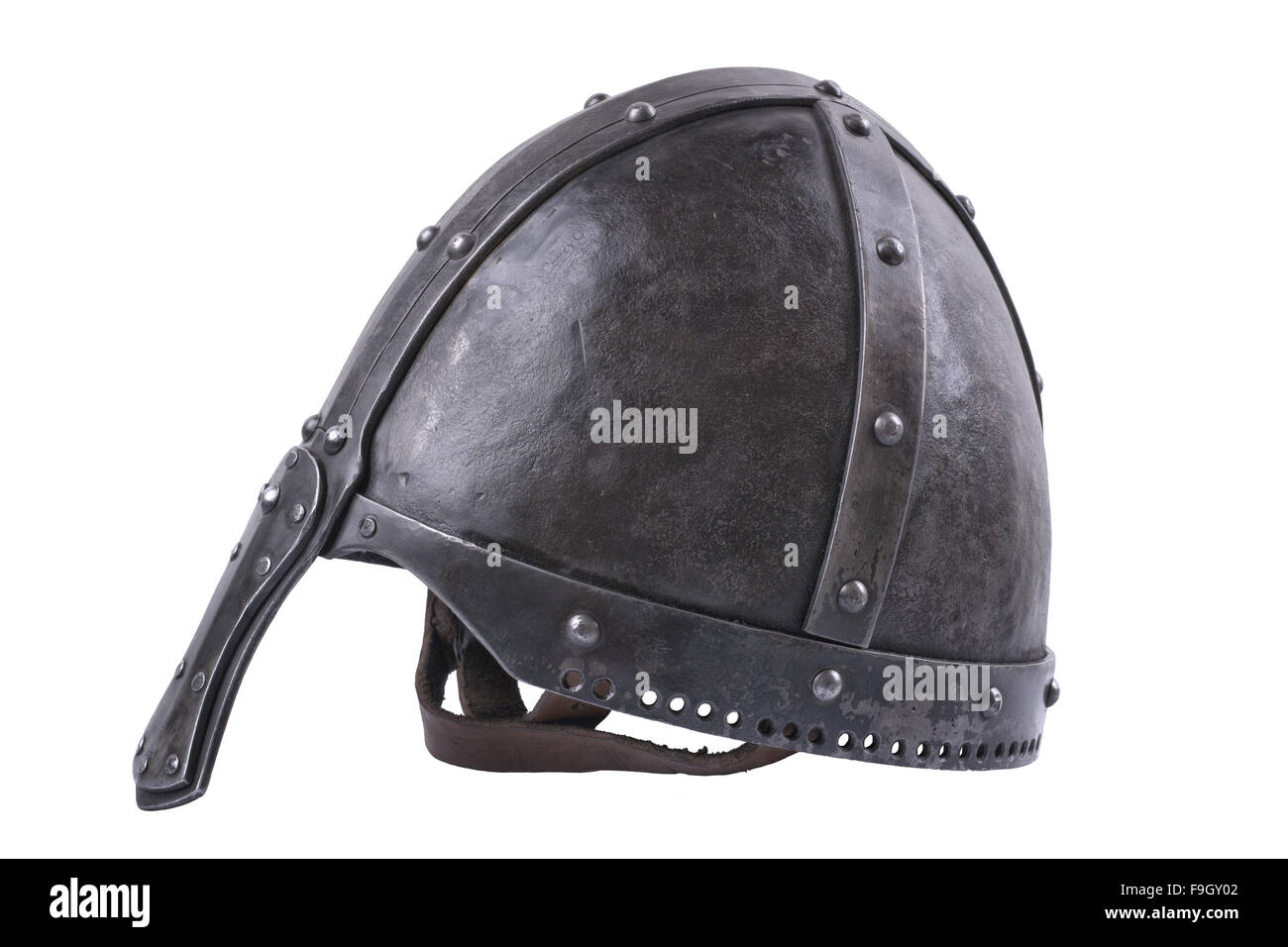 Forged helmet isolated on a white background Stock Photo - Alamy