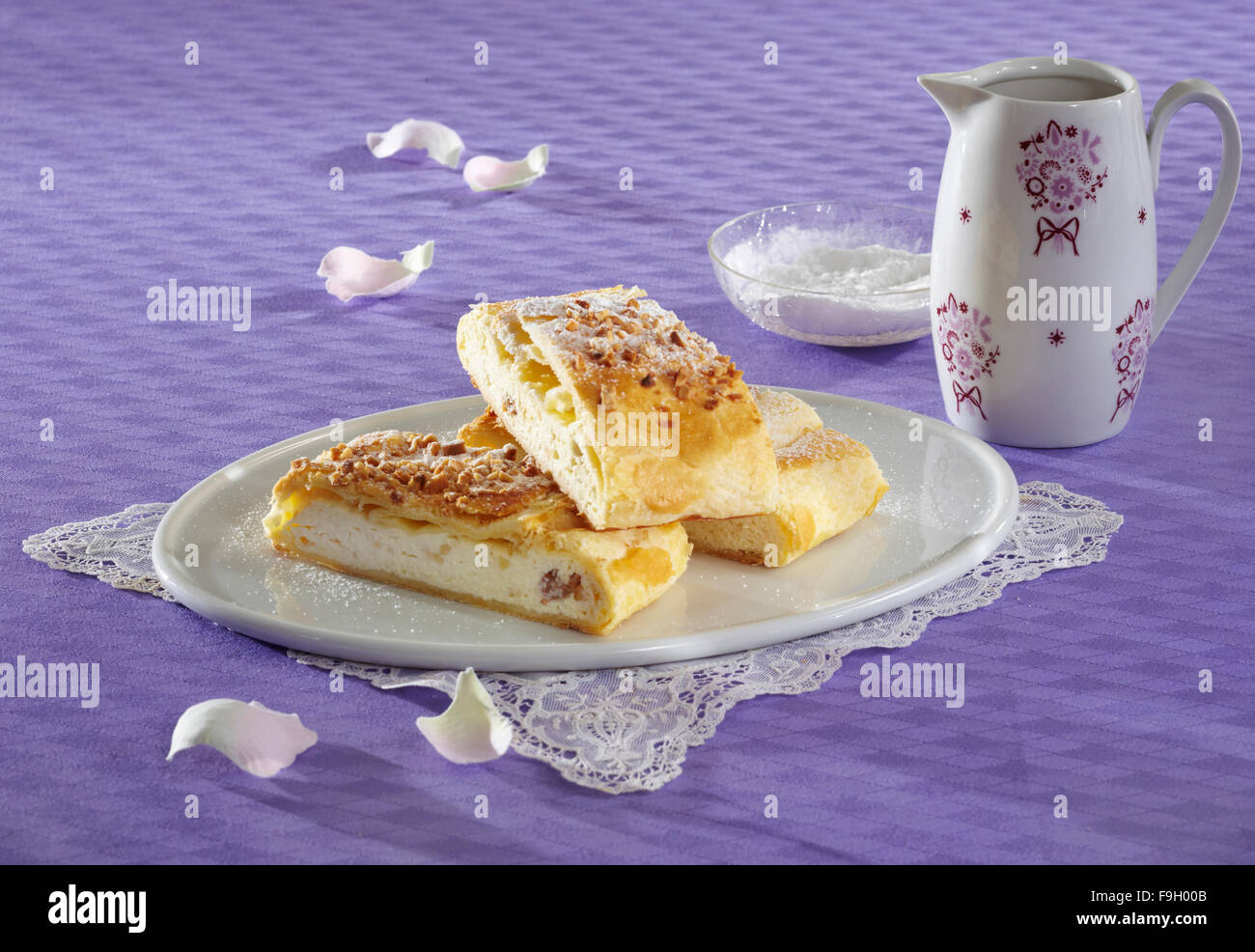 Cottage Cheese Strudel with Almonds Stock Photo - Alamy
