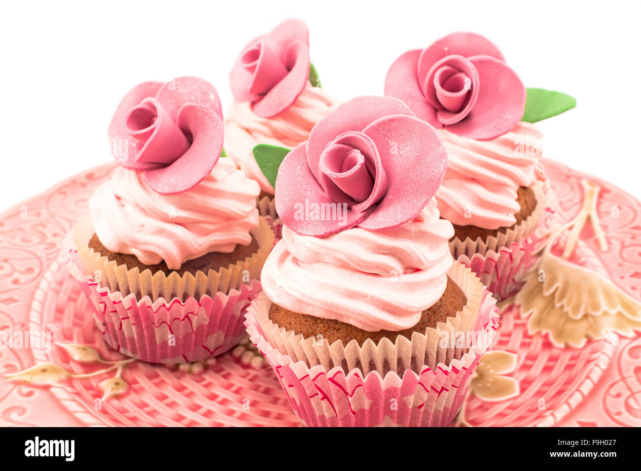 Vintage cupcakes an antique tray Stock Photo - Alamy