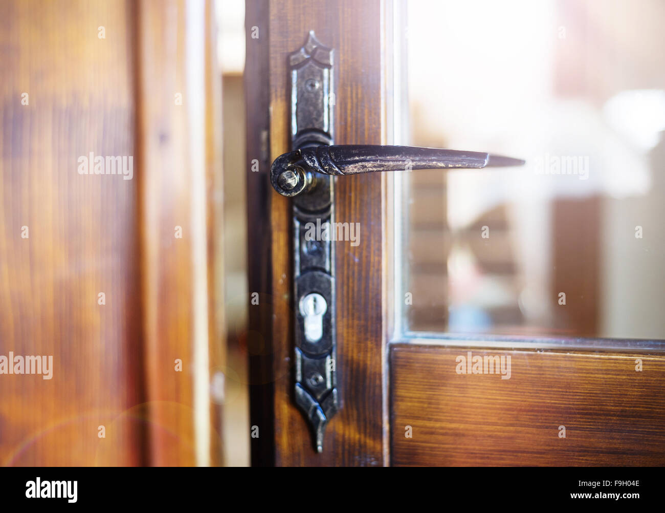 Detail of an old engraved door handle Stock Photo - Alamy
