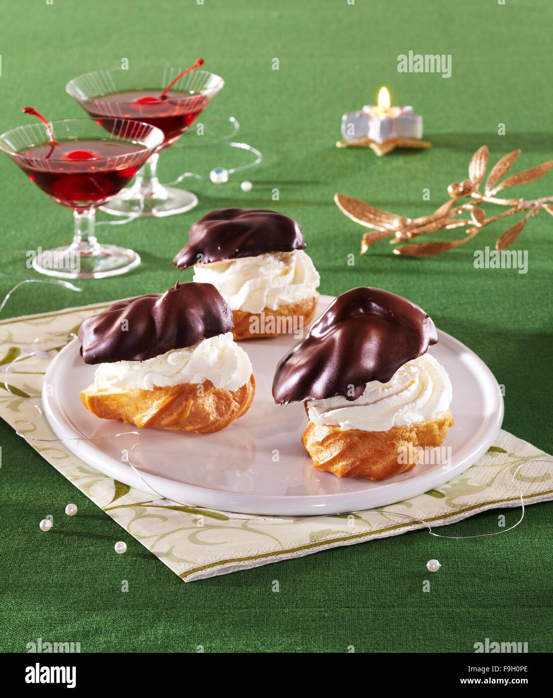 Chocolate Choux Pastries Stock Photo - Alamy