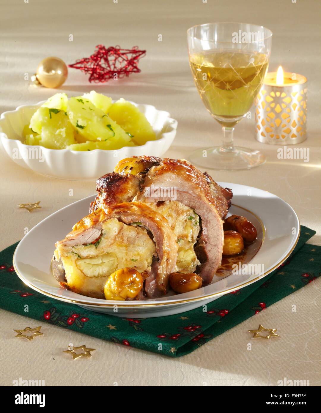 Chestnut Stuffed Turkey Roast Stock Photo - Alamy