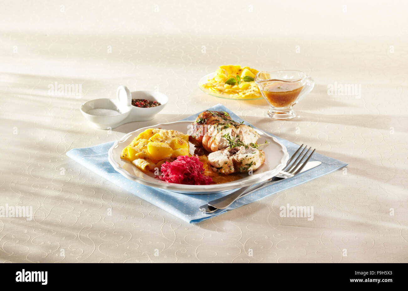 Rabbit with Potato Omelette Stock Photo - Alamy