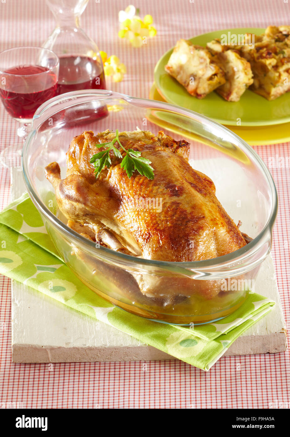Walnut stuffed duck roast Stock Photo - Alamy