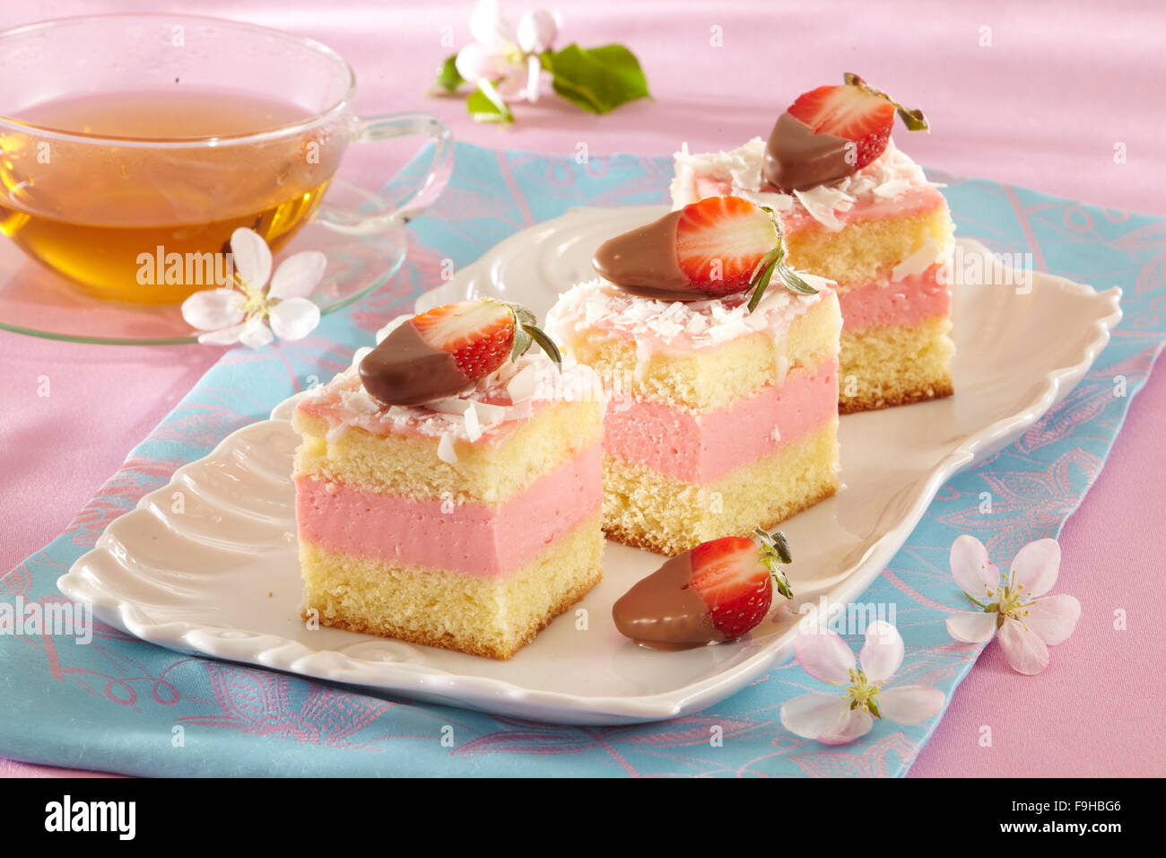 Strawberry cream cuts Stock Photo - Alamy