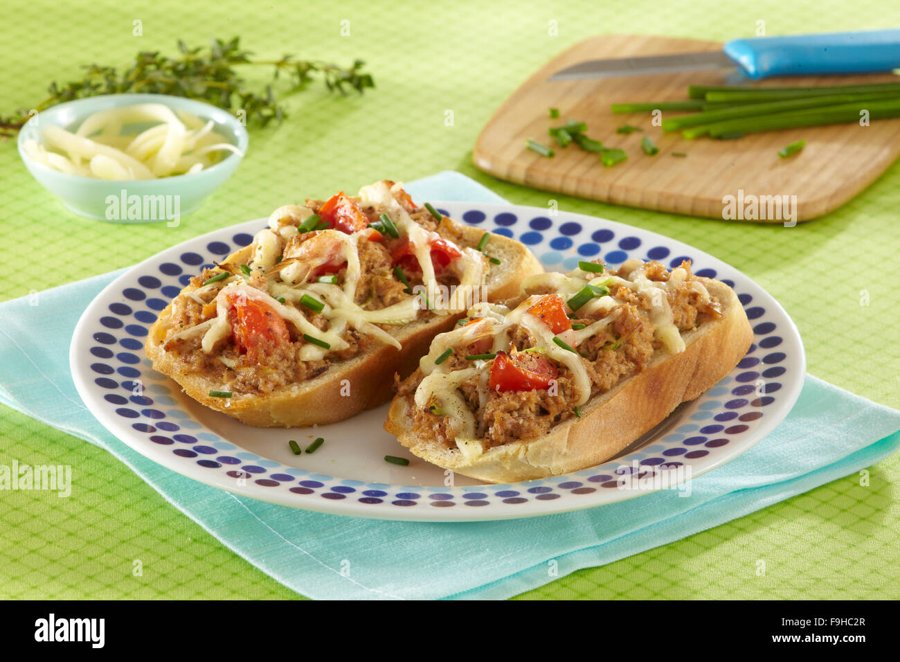 Warm tuna toasts Stock Photo - Alamy