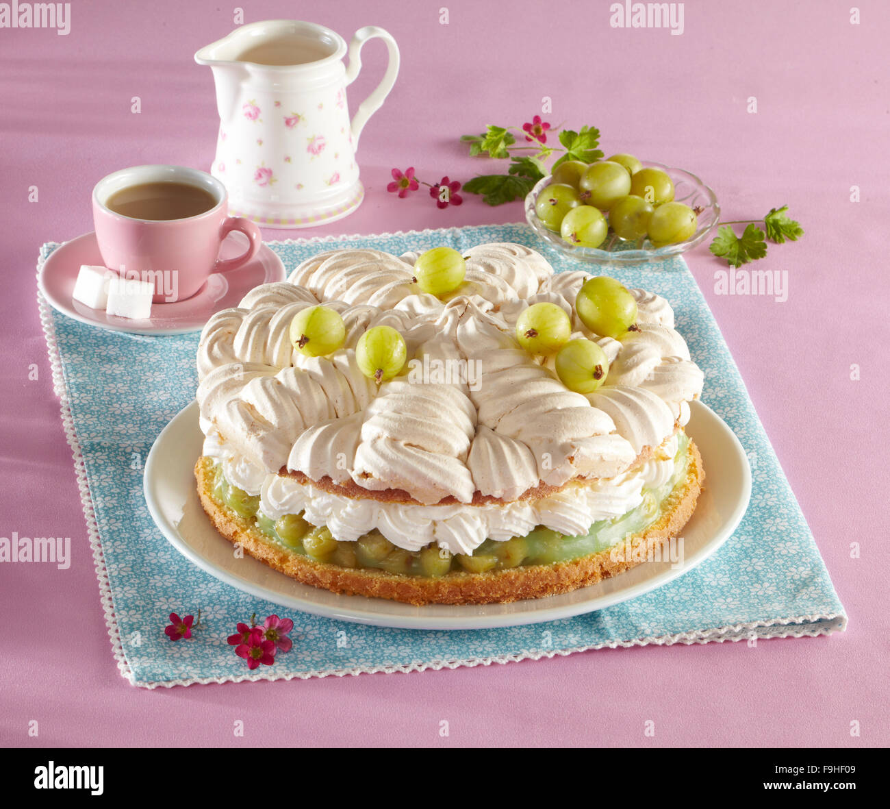 Meringue gooseberry cake Stock Photo - Alamy
