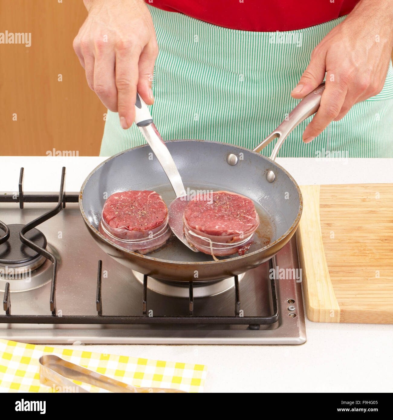 Beef Tenderloin Steaks + steps Stock Photo - Alamy