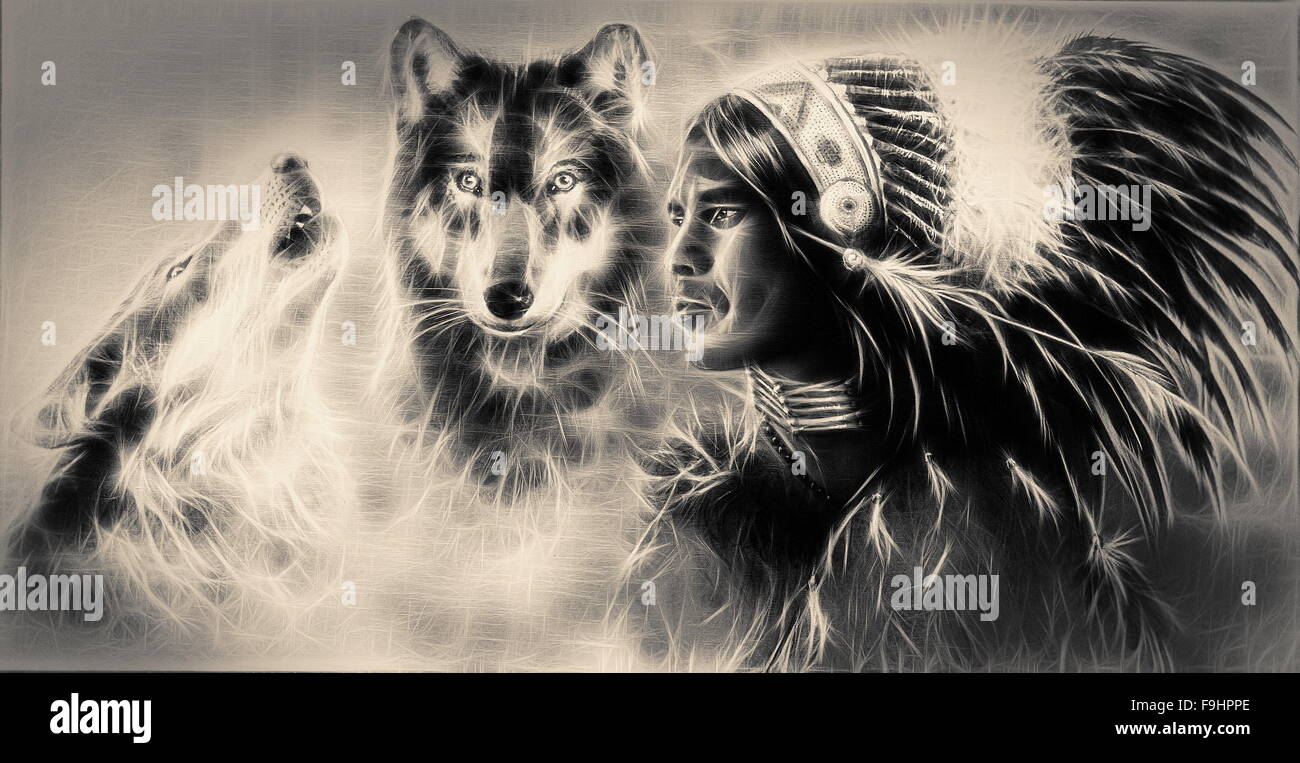 Native American Wolf Background