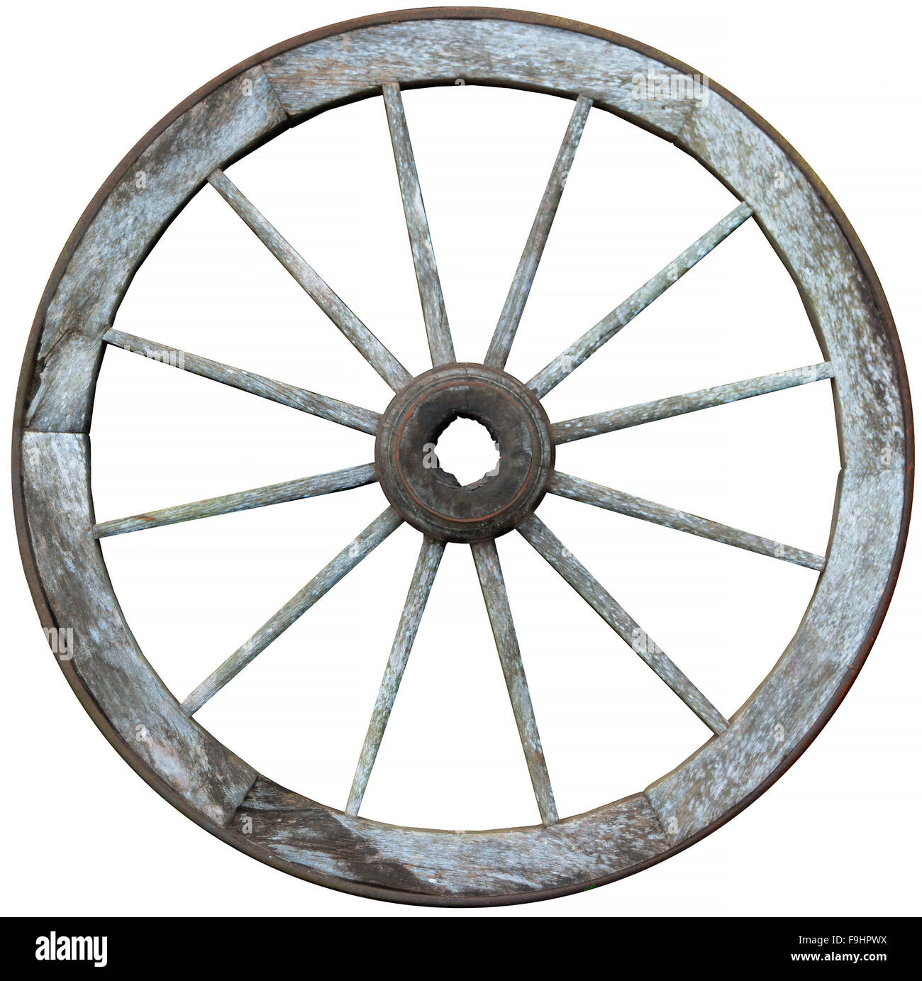 Old timber and steel antique wagon wheel with 12 ( twelve ) wooden ...