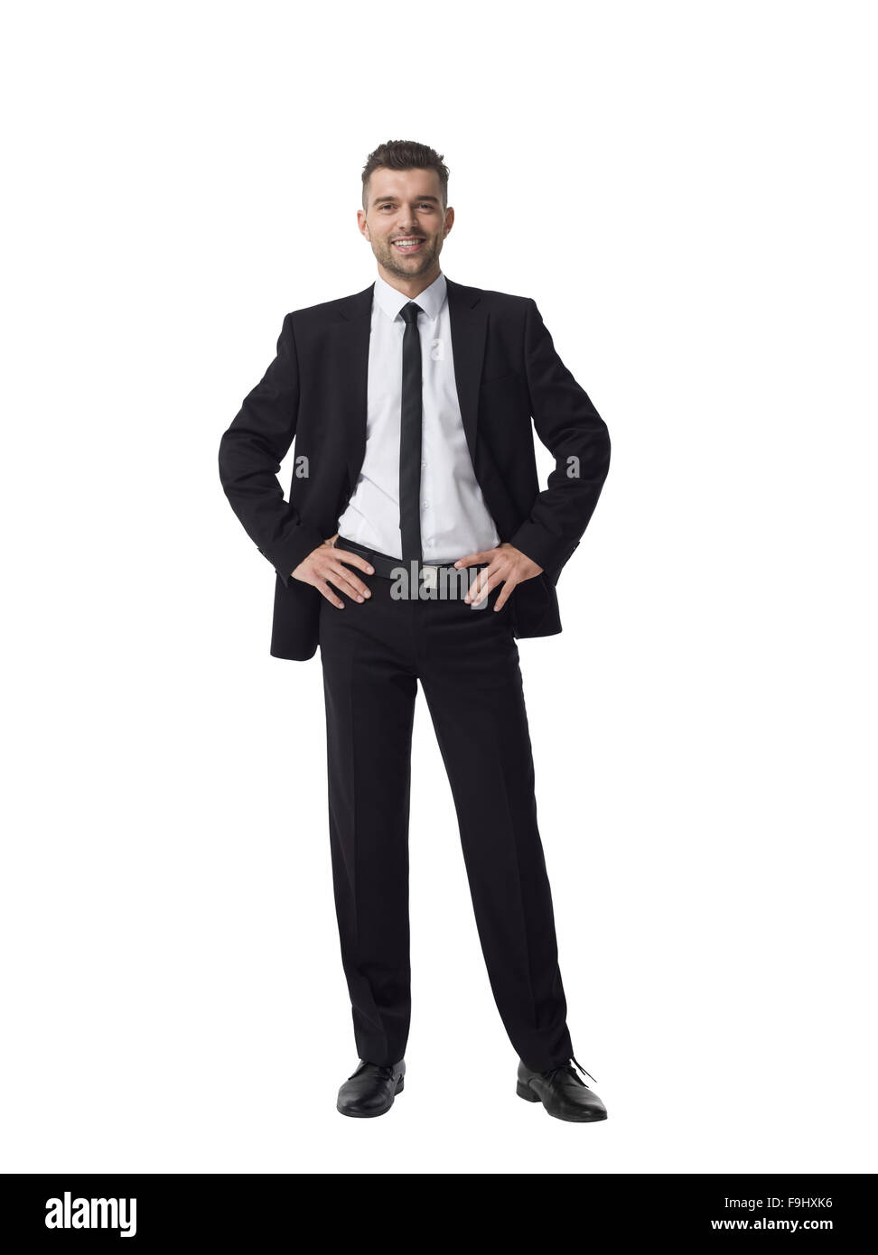Businessman Full Length Portrait isolated on White Background Stock ...