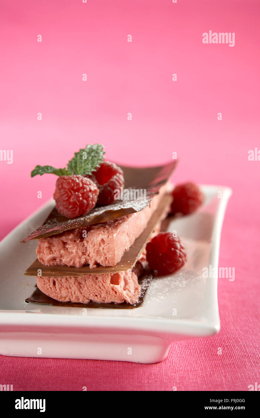 Raspberry Frozen Mousse Stock Photo - Alamy