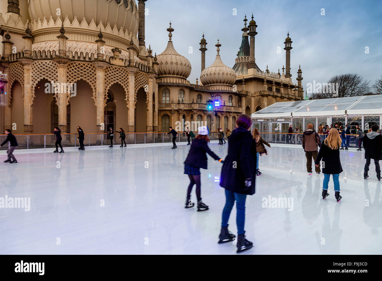 Young People Skating On The Ice Rink Outside The Royal Pavilion ...