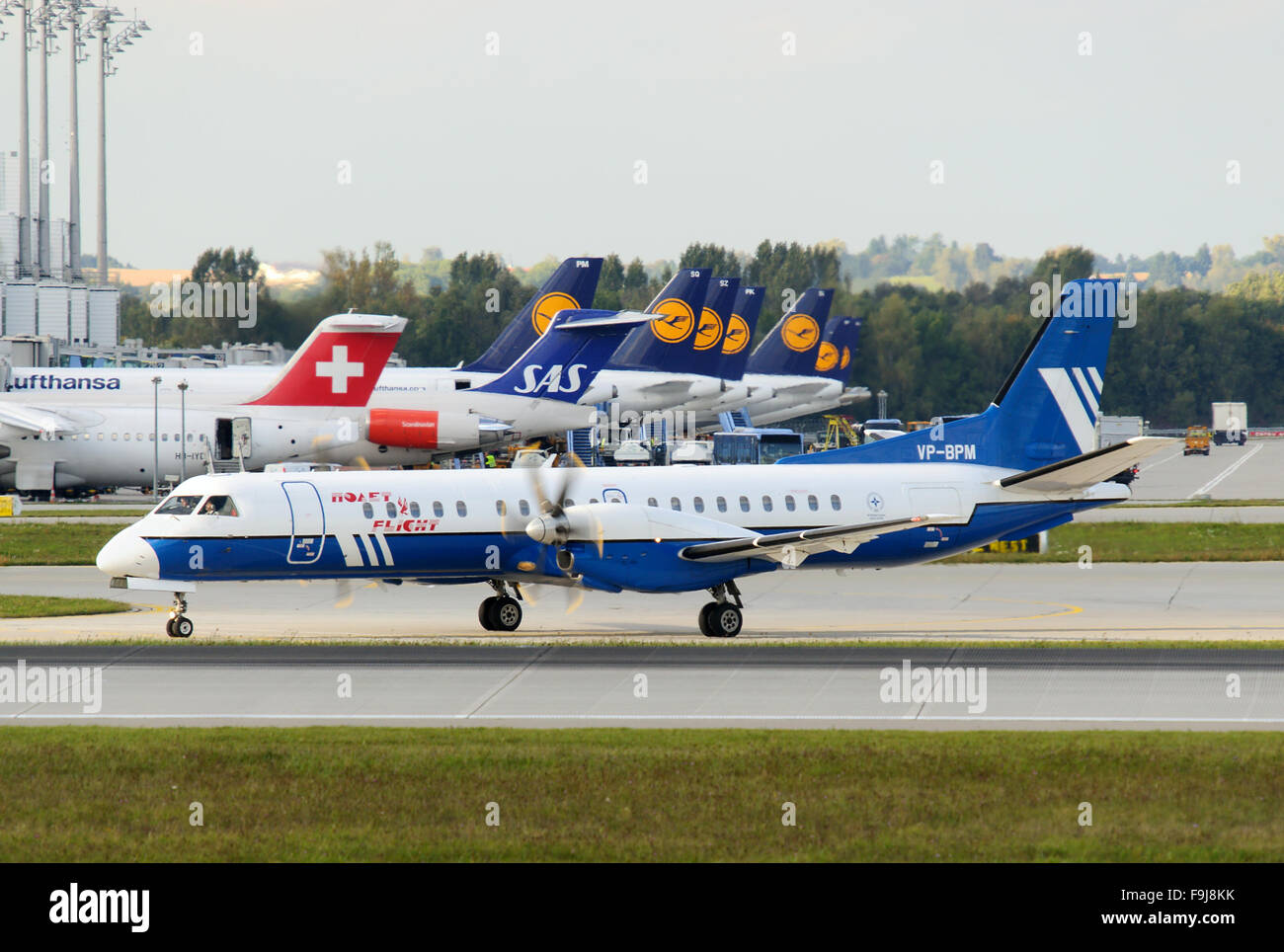 Polet Flight Saab 2000 at the Munich Airport,, Germany Stock Photo - Alamy