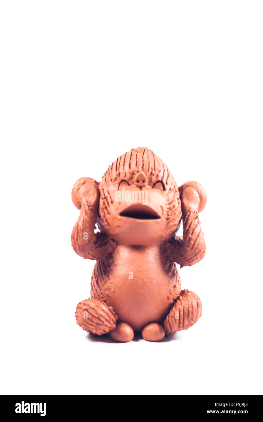 Close-up monkey clay doll isolated on white background, stock photo ...