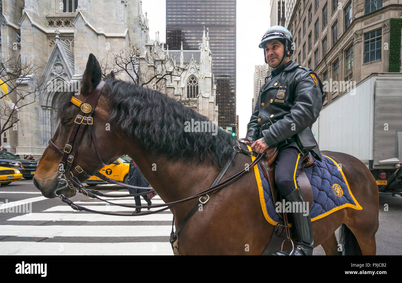 Mounted Policeman on Fifth Avenue in New York City Stock Photo - Alamy