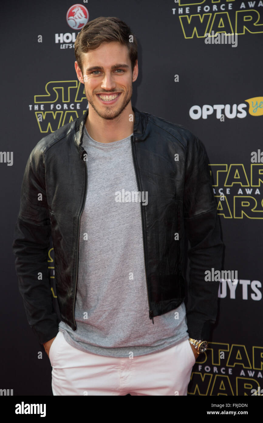 Sydney, Australia. 16 December 2015. Jordan Stenmark arrives on the red ...