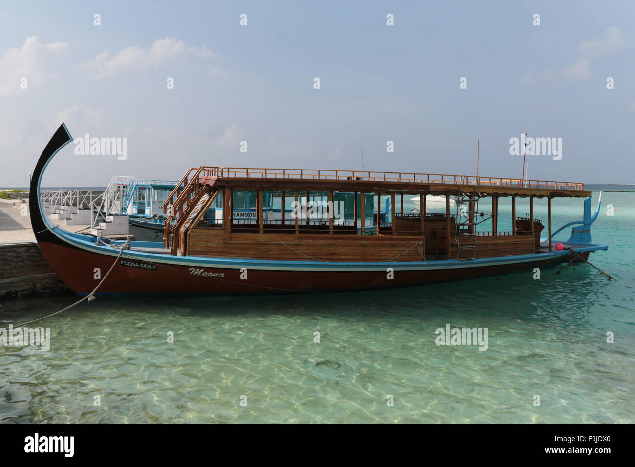 Tourist boat at Chaaya Island Dhonveli, resort on Kanuhuraa, 20 km NE ...