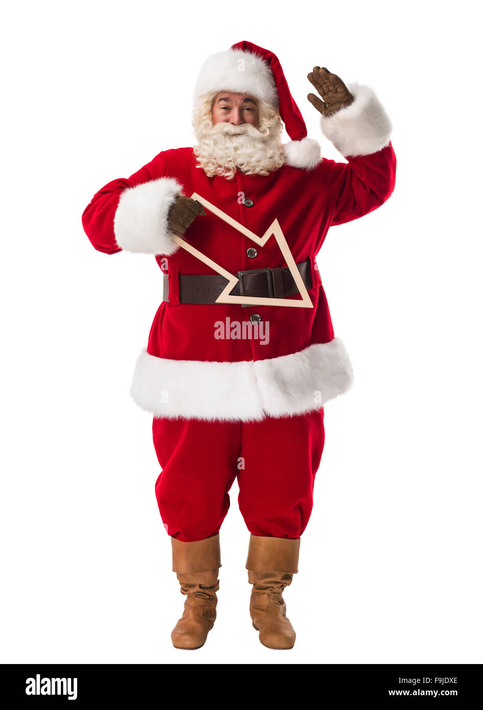 Santa Claus holding an arrow Full Length Portrait Isolated on White ...