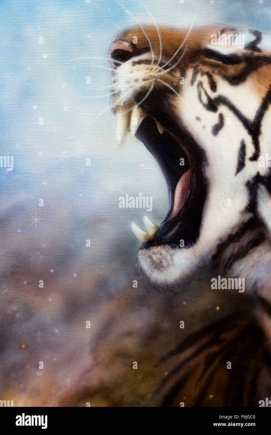 airbrush painting tiger head Stock Photo - Alamy