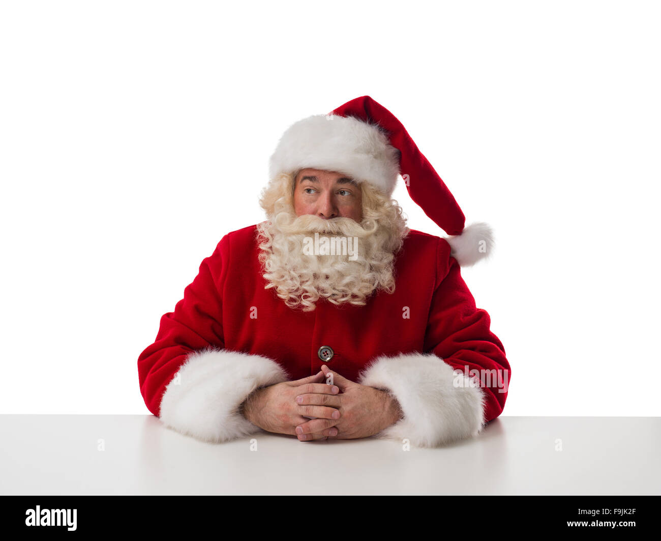 Santa Claus thinking Closeup Portrait Isolated on White Background ...