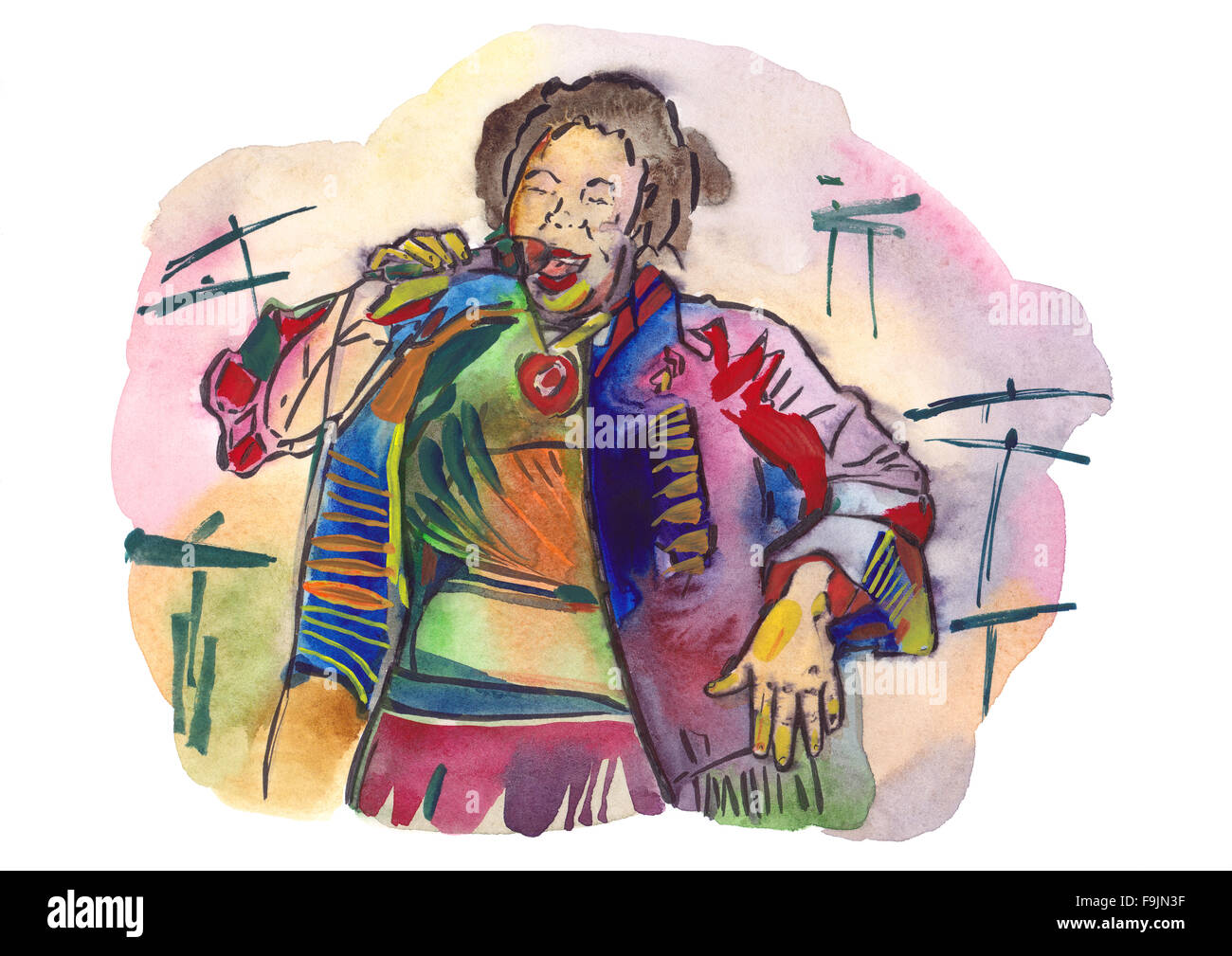 Jazz performance. Black female singer with microphone singing jazz ...