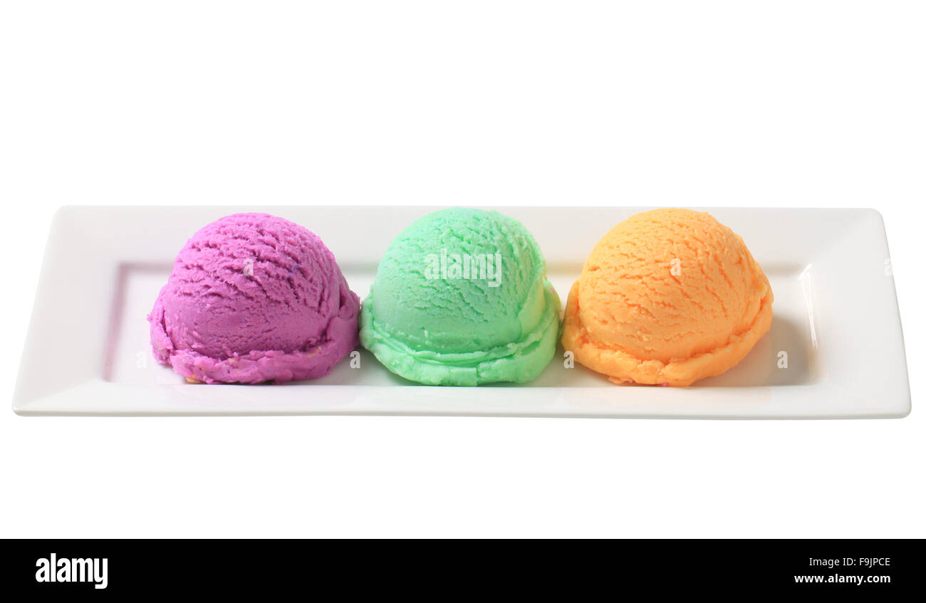 Three scoops of ice cream Cut Out Stock Images & Pictures - Alamy