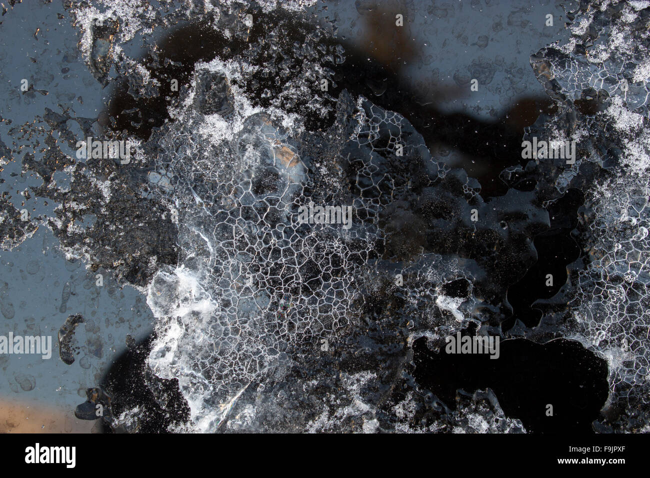 Frost and ice on glass macro close-up for a unique abstract Stock Photo ...