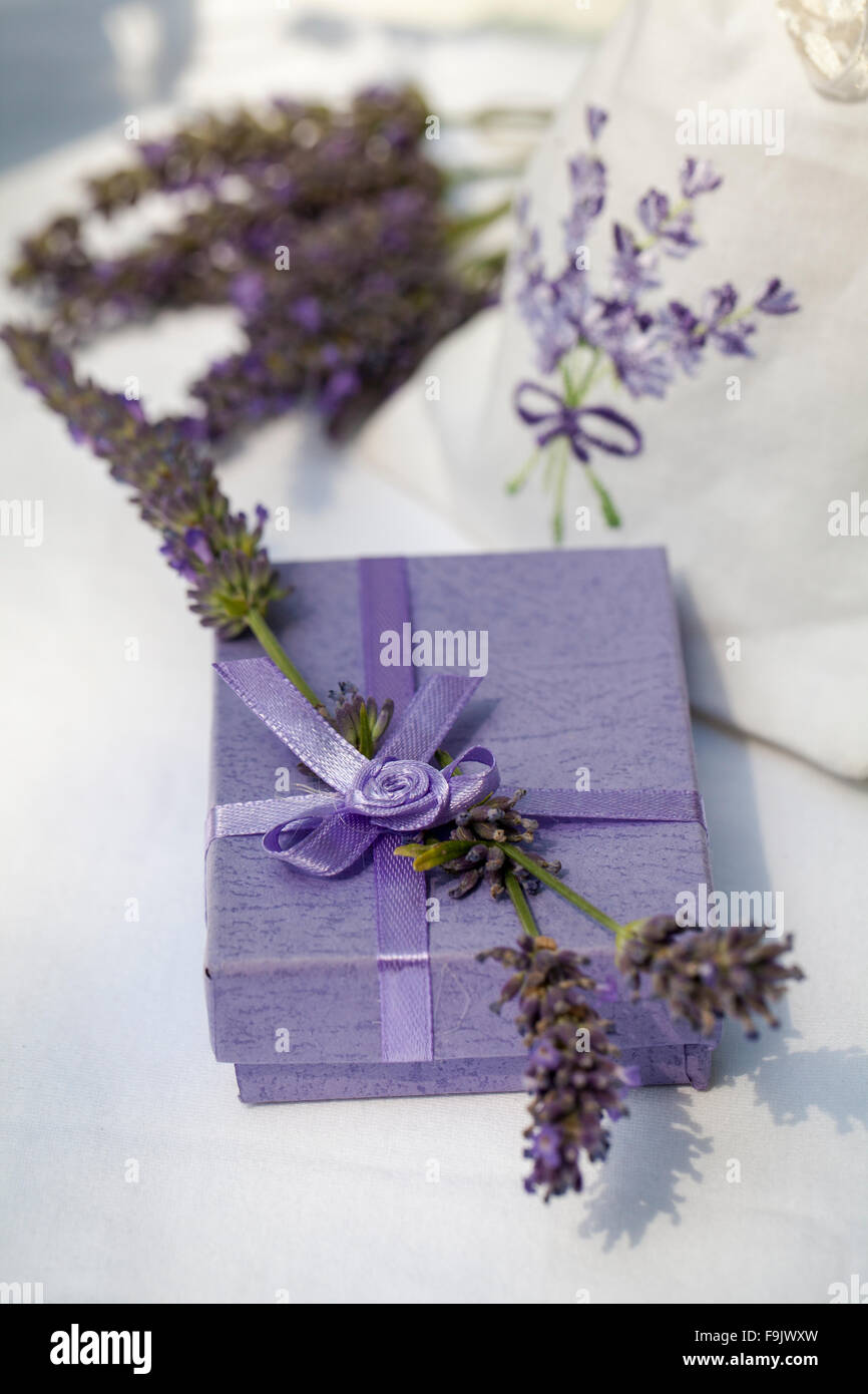 lavender gift box Stock Photo - Alamy