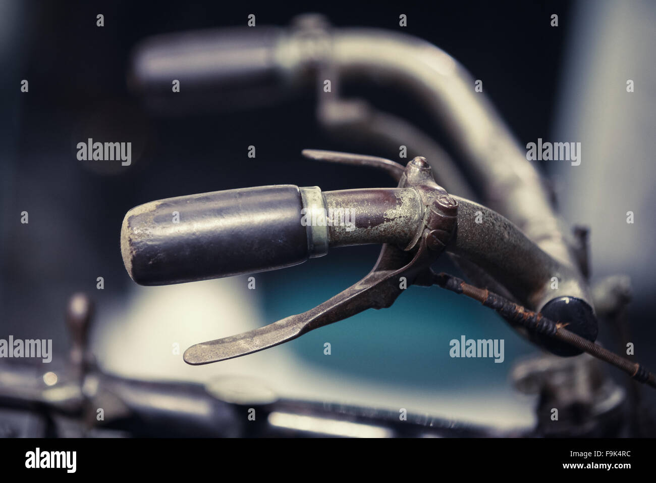Color image with a detail of an old, vintage bicycle handlebar Stock ...