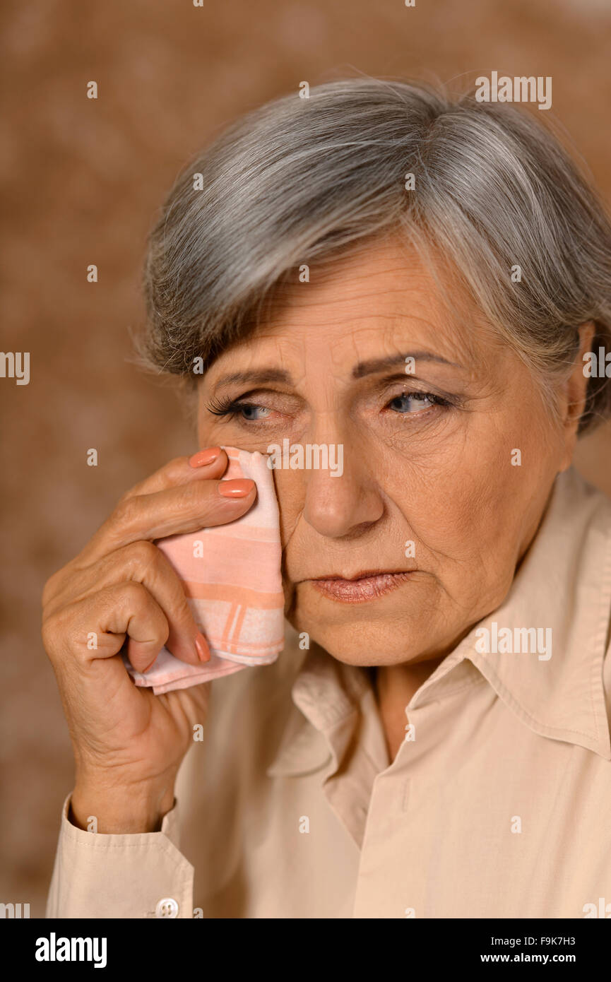 Crying Senior woman Stock Photo - Alamy