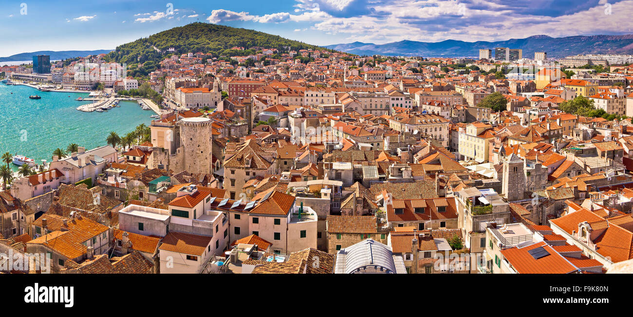 City of Split historic city core aerial view, Dalmatia, Croatia Stock ...