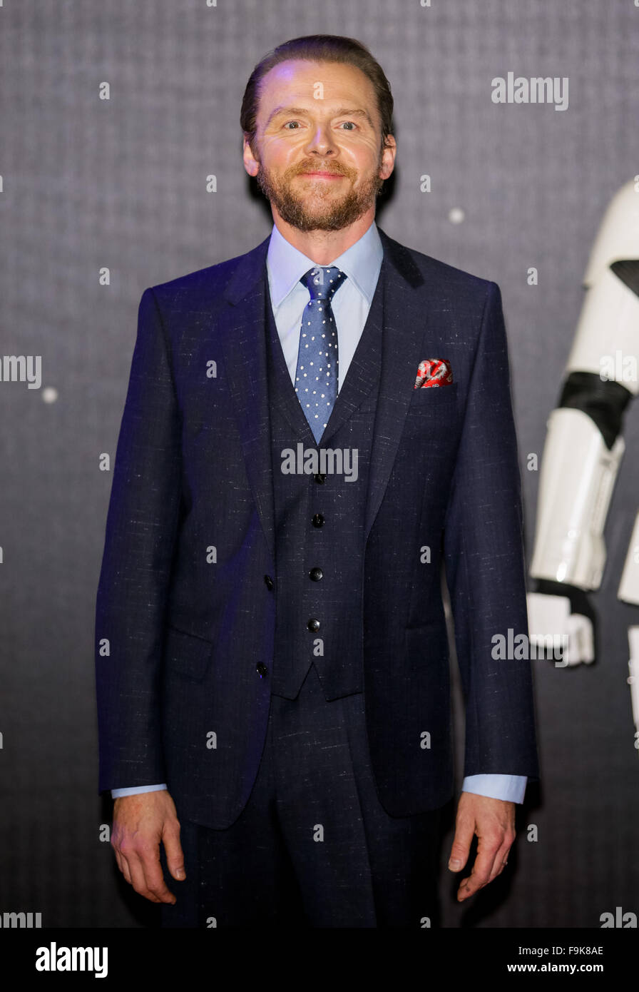 London, UK. 16th December, 2015. Simon Pegg Actor Star Wars; The Force ...